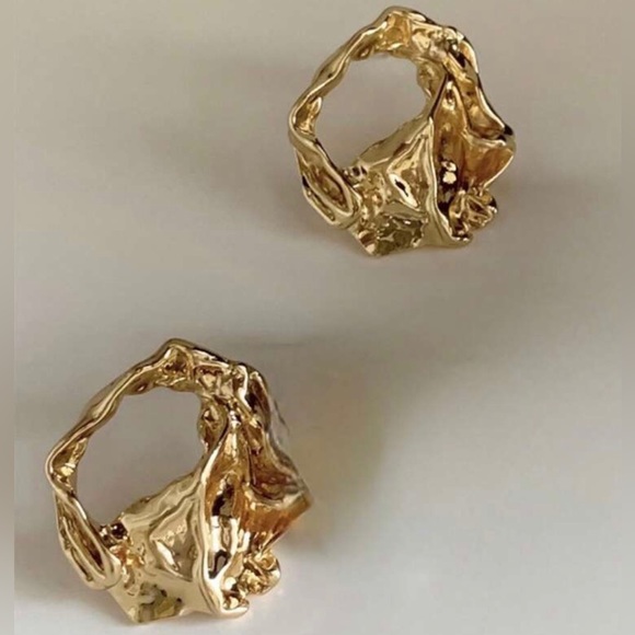 Jewelry | Crumpled Gold Nugget Abstract Annulus Toroid Melting Folded ...